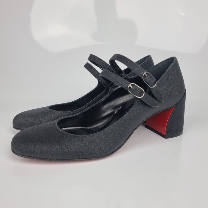 Christian Louboutin Christian Louboutin Miss Mary Jane Black Glittered ...