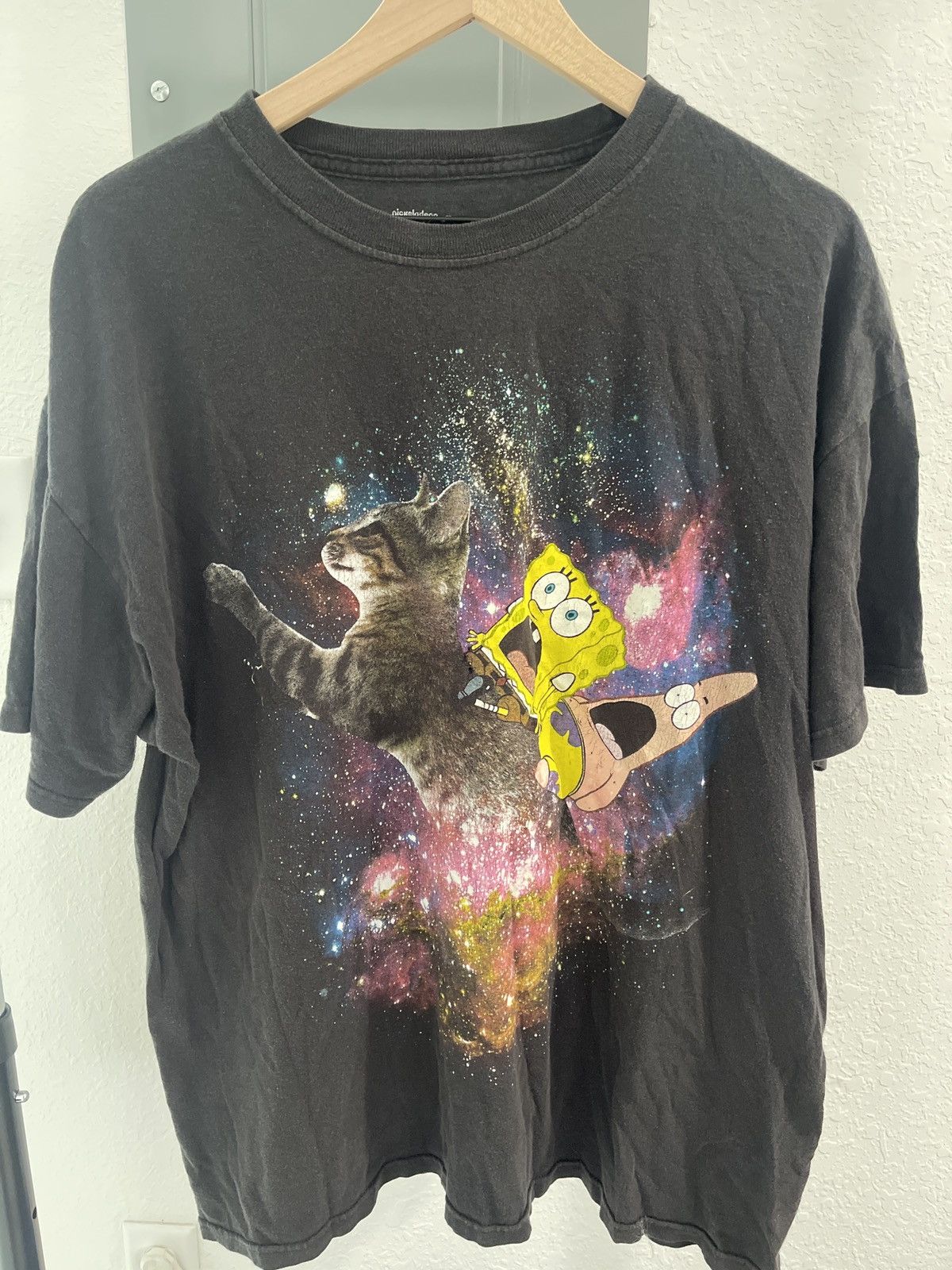 Nickelodeon × Vintage Faded SpongeBob Patrick Space Cat Tee | Grailed