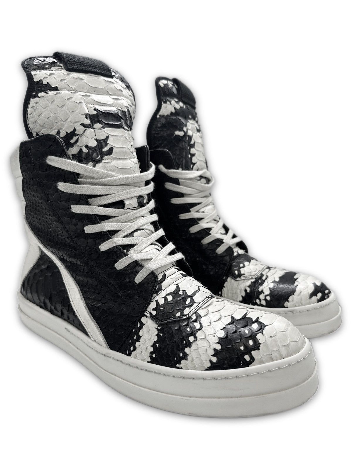 Rick Owens SS22 Rick Owens 1/1 Painted Python Skin Geobasket Sneakers ...