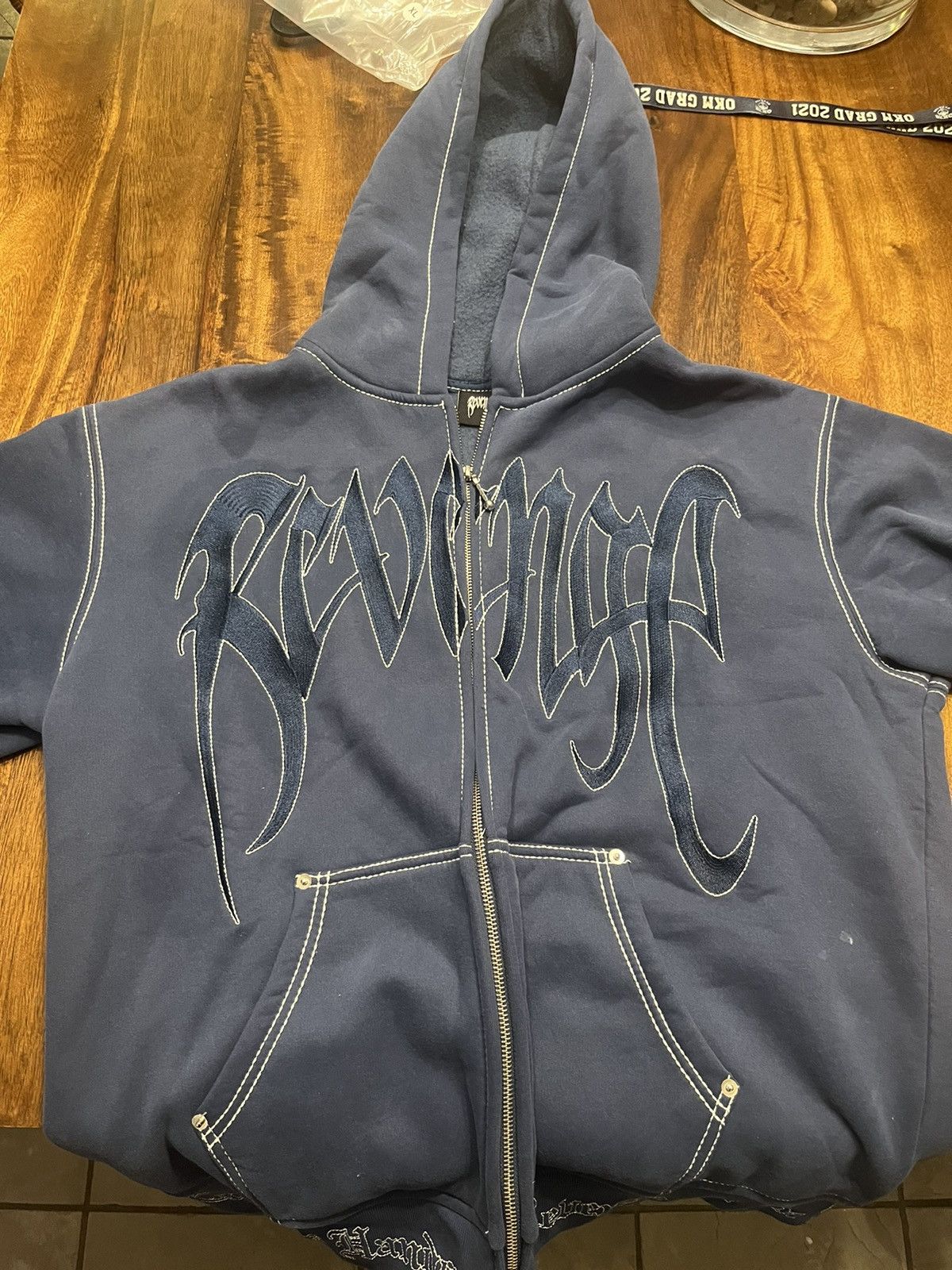 Revenge Revenge Embroidered Blue Stitch Zip Up | Grailed