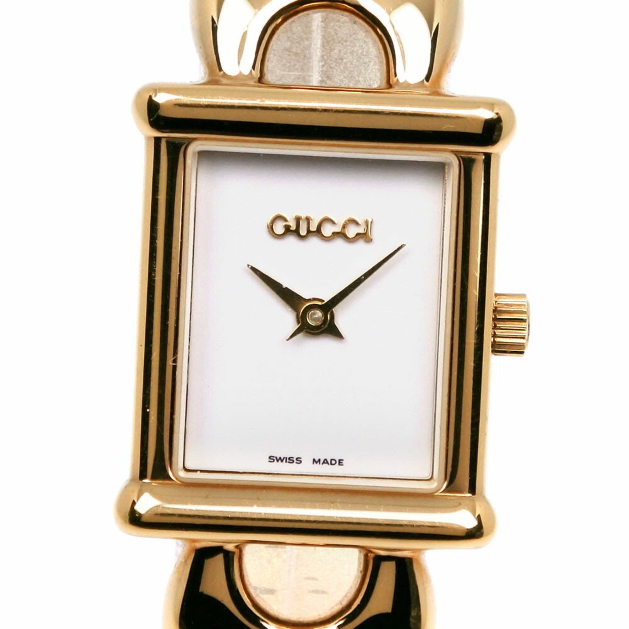 Gucci Gucci Watch 1800L Gold Plated Quartz Analog Display White Dial ...