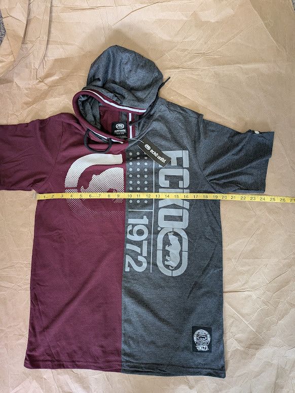 Ecko Unltd. Ecko Unltd short sleeve hoodie burgundy/grey size S NWT ...