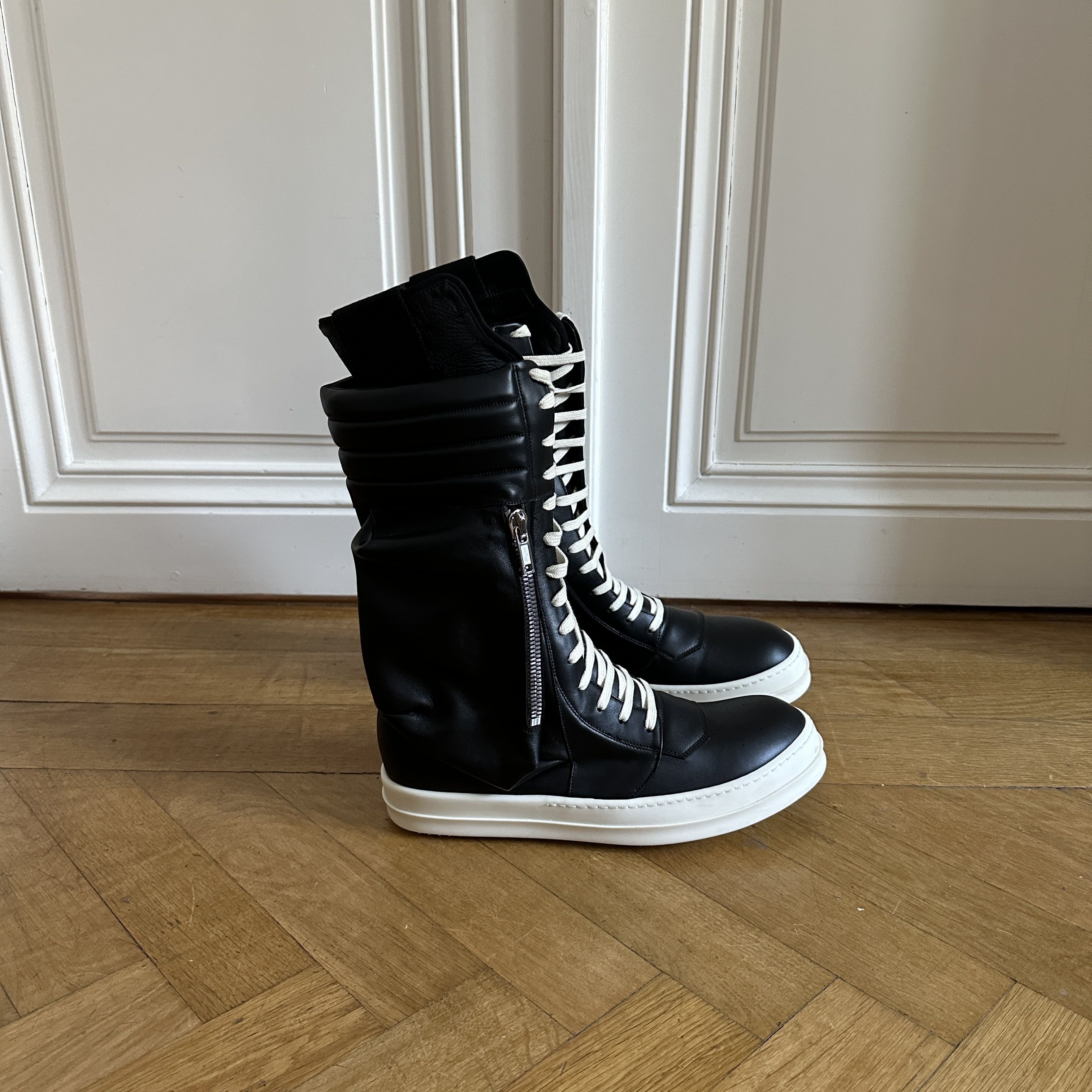 Rick Owens Black Leather Cargobaskets | Grailed