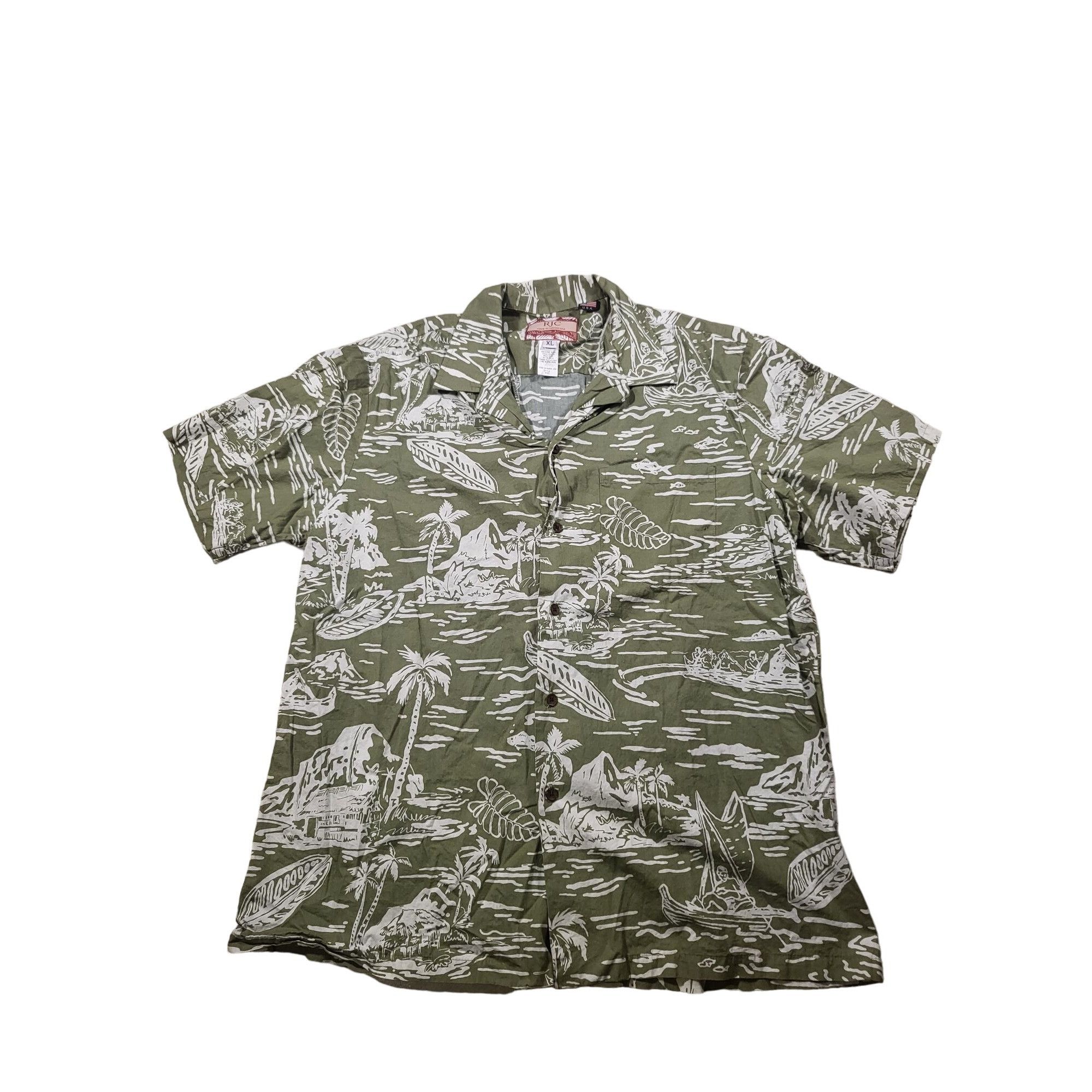 Hawaiian Shirt RJC Button Up Shirt Men Sz XL Made In Hawaii Floral ...