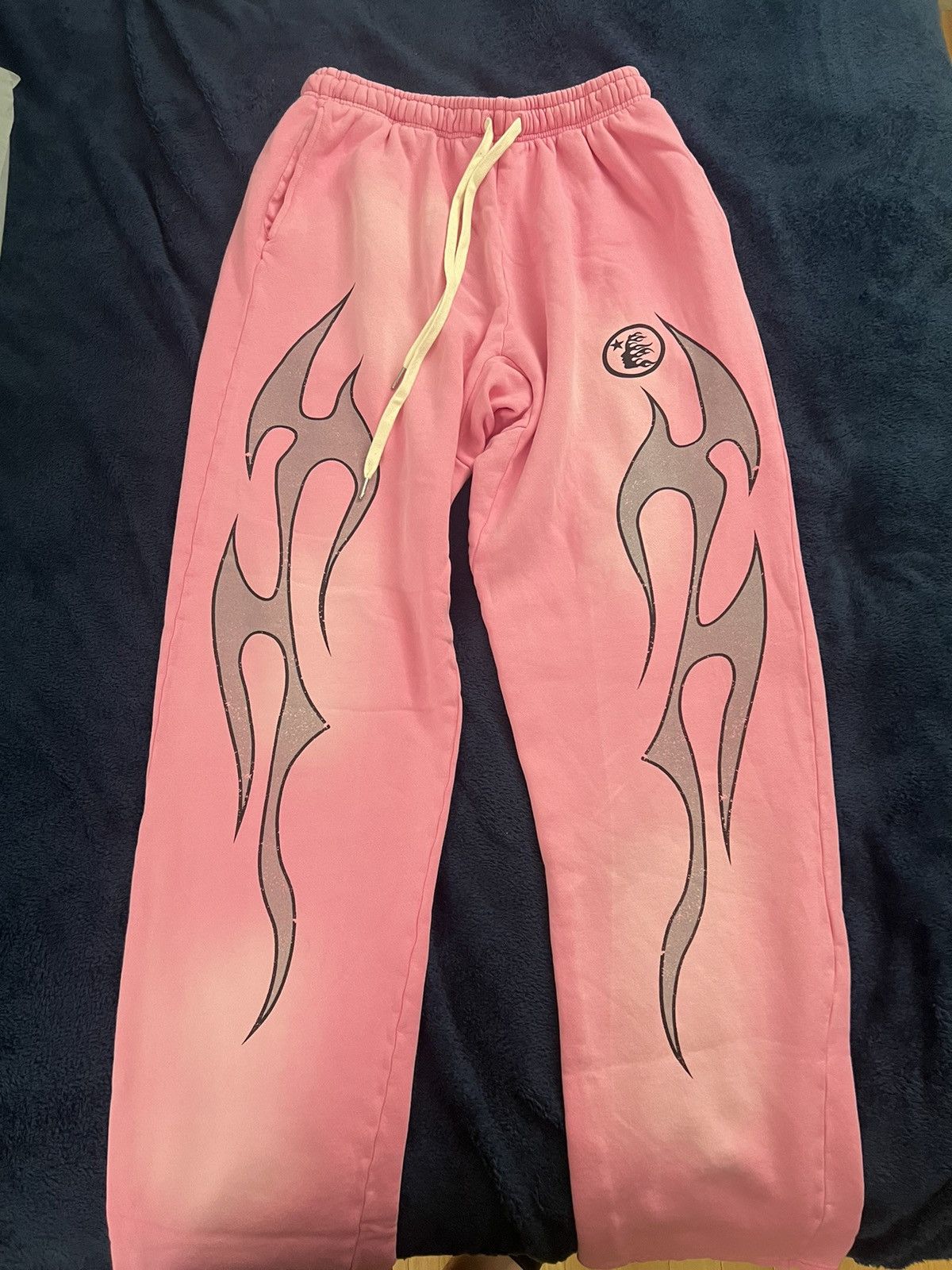 HELLSTAR × Other × Streetwear HELLSTAR Pink Flame Sweat Pants With Glitter Size XL | Grailed