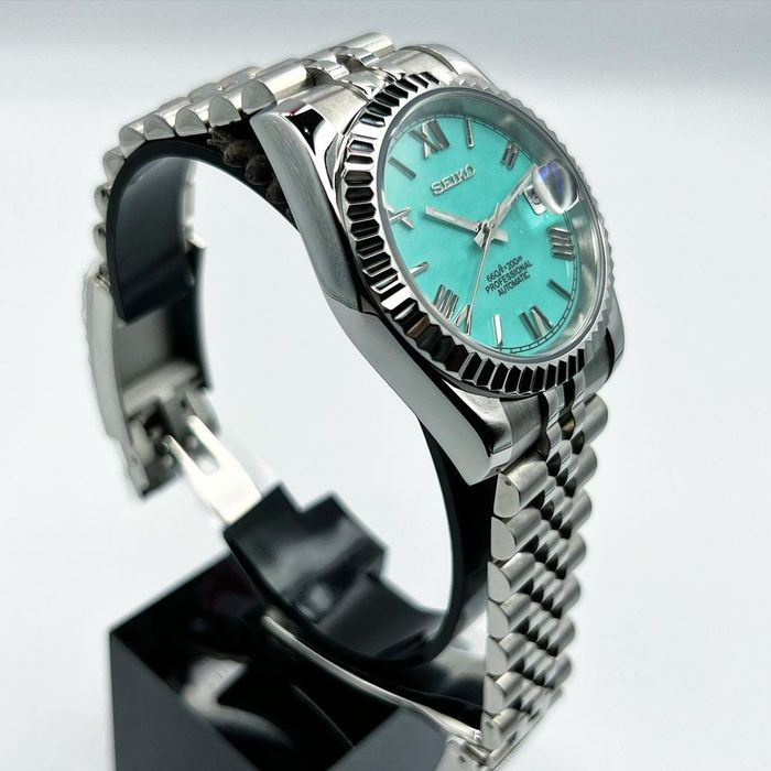 Custom Seiko Custom Datejust Tiffany Roman 36mm | Grailed