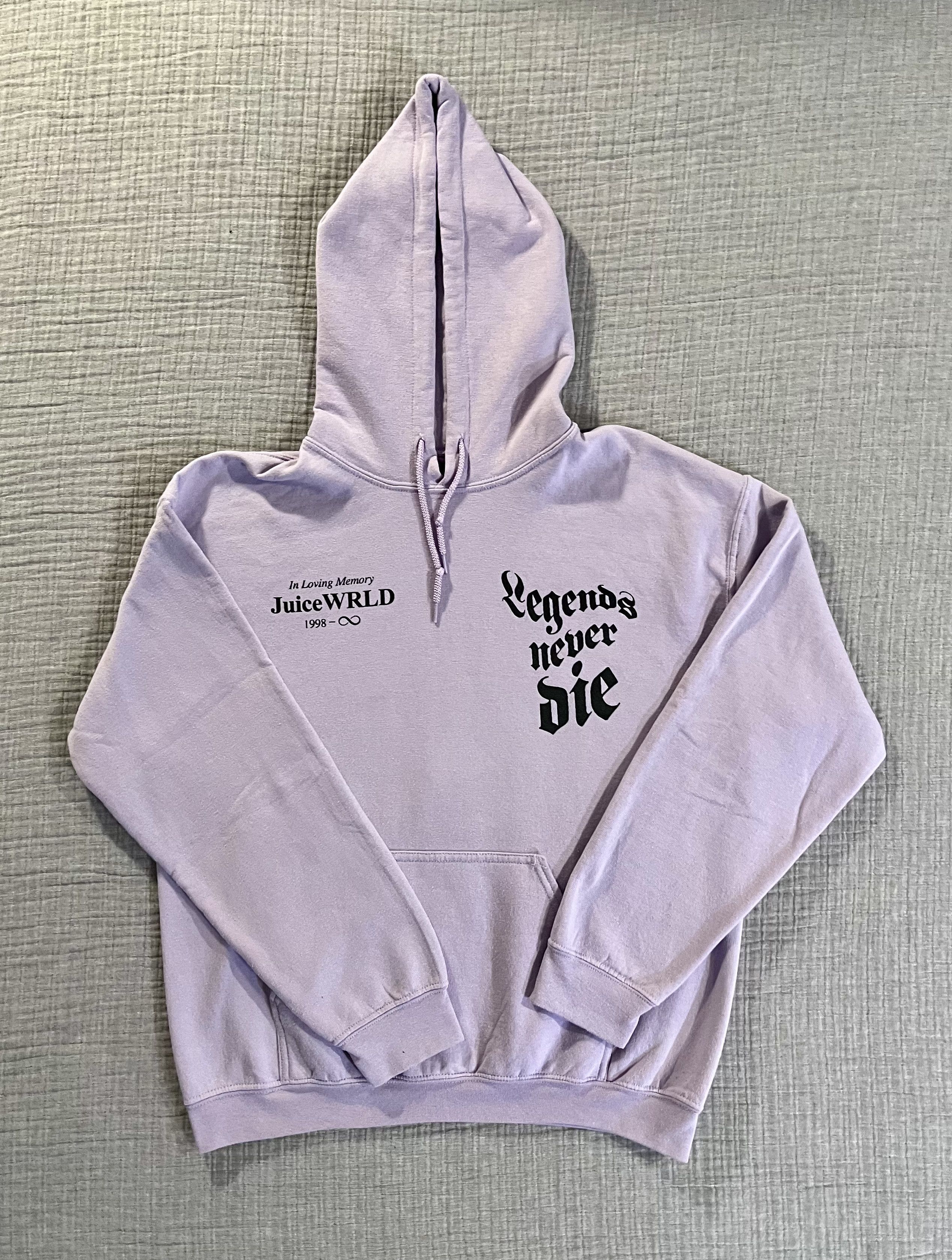 999 Club Juice Wrld Legends Never Die Light Purple Hoodie | Grailed