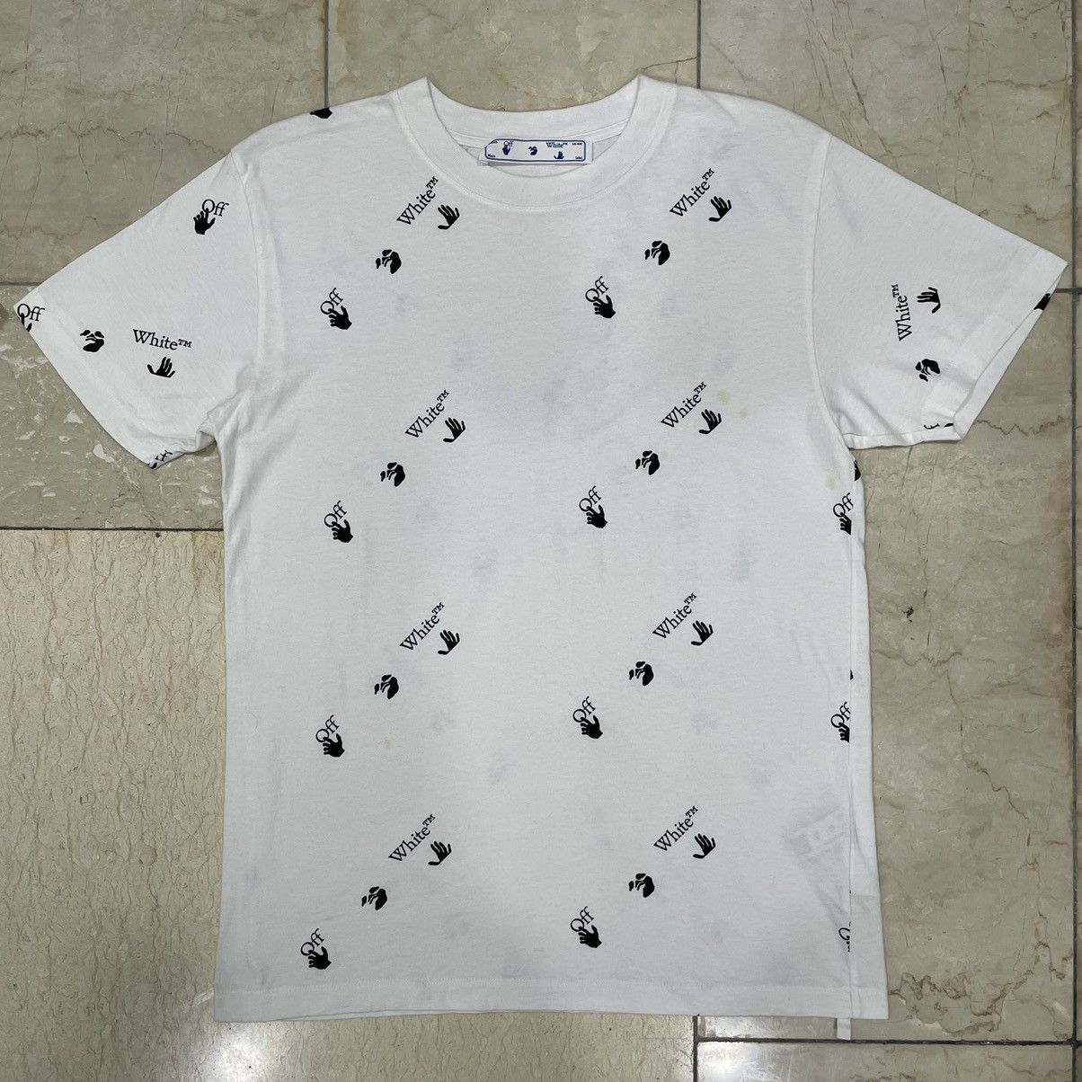 Off-White Off-White “Swimming Man” Signature All Over Logo Tshirt | Grailed
