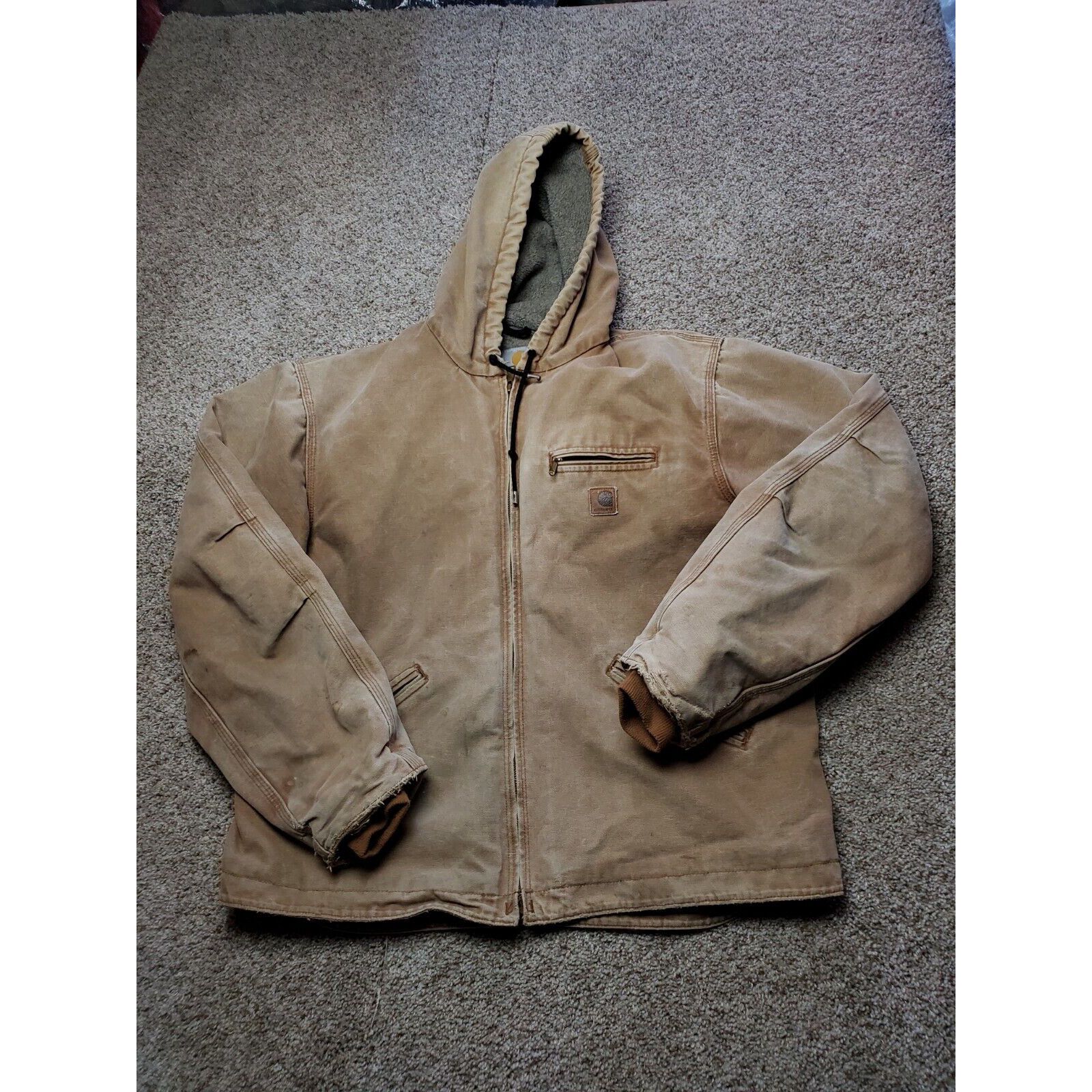 Carhartt Carhartt Sierra Jacket XL Mens Sherpa Lined Duck Canvas Hooded ...