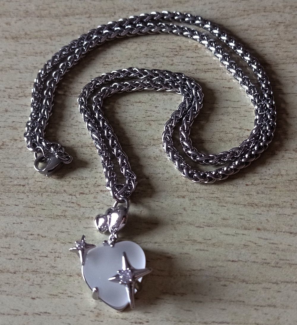 Silver Punk Cute Tiny Heart Galaxy Zircon Gems Silver Necklace | Grailed