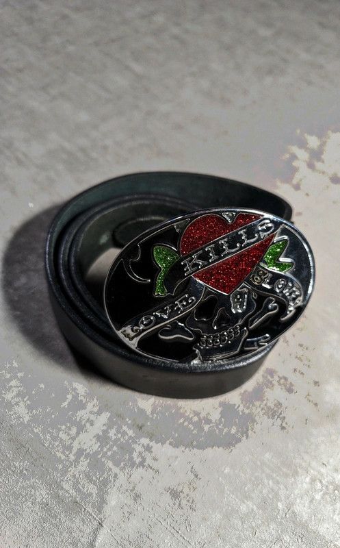 Affliction × Ken Carson × Vintage ed hardy leather belt | Grailed