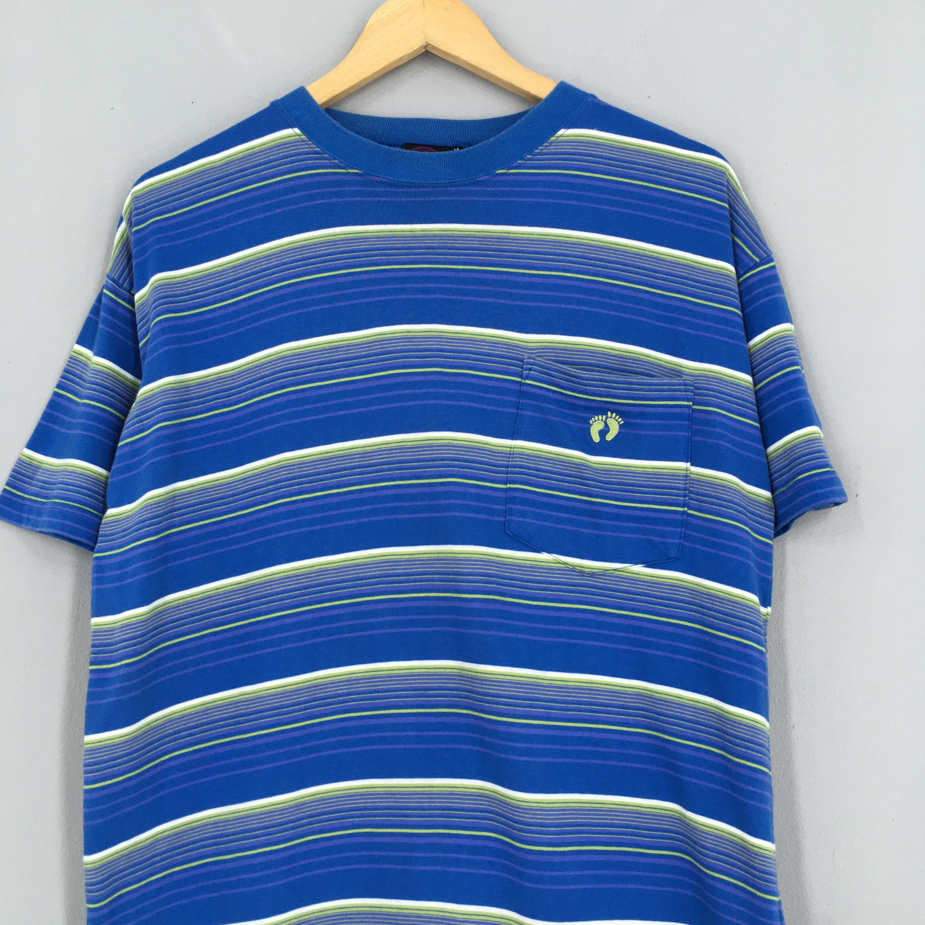 Vintage Vintage 80's Hang Ten Stripes Blue Tshirt Medium | Grailed