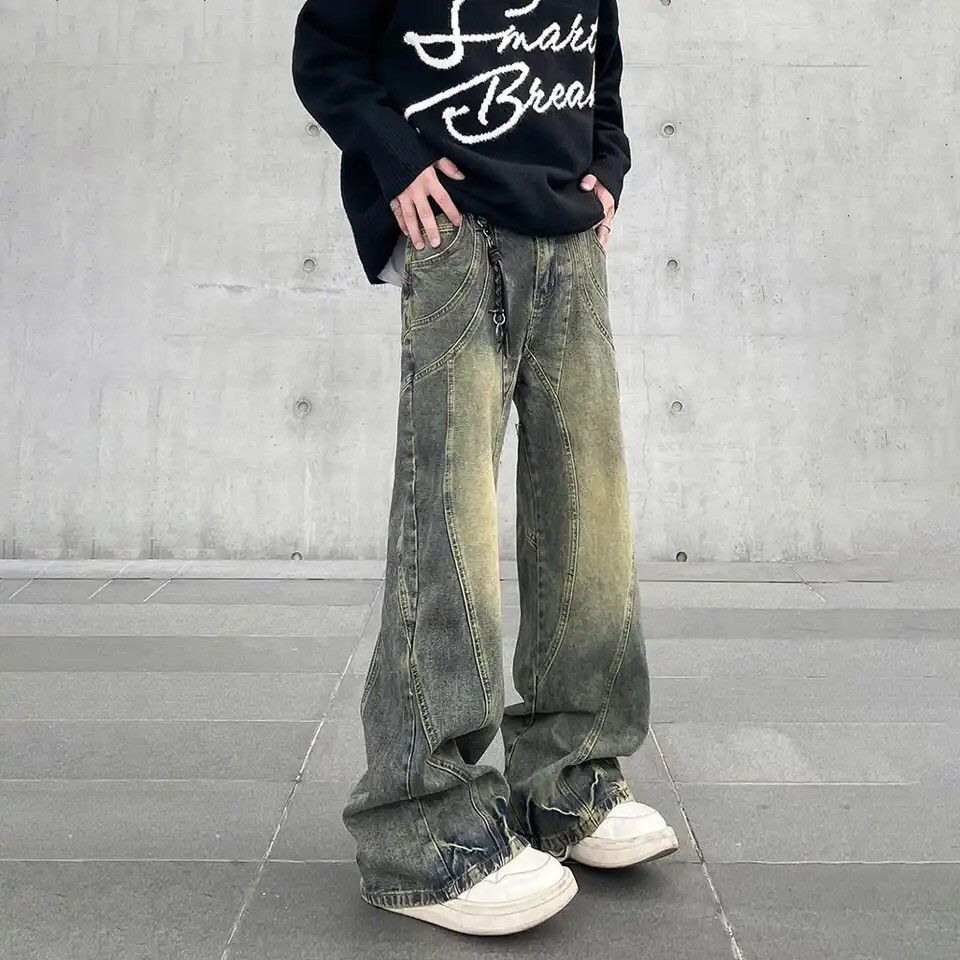 Designer Vintage Flared Jeans Men Wide Leg Baggy Trousers | Grailed
