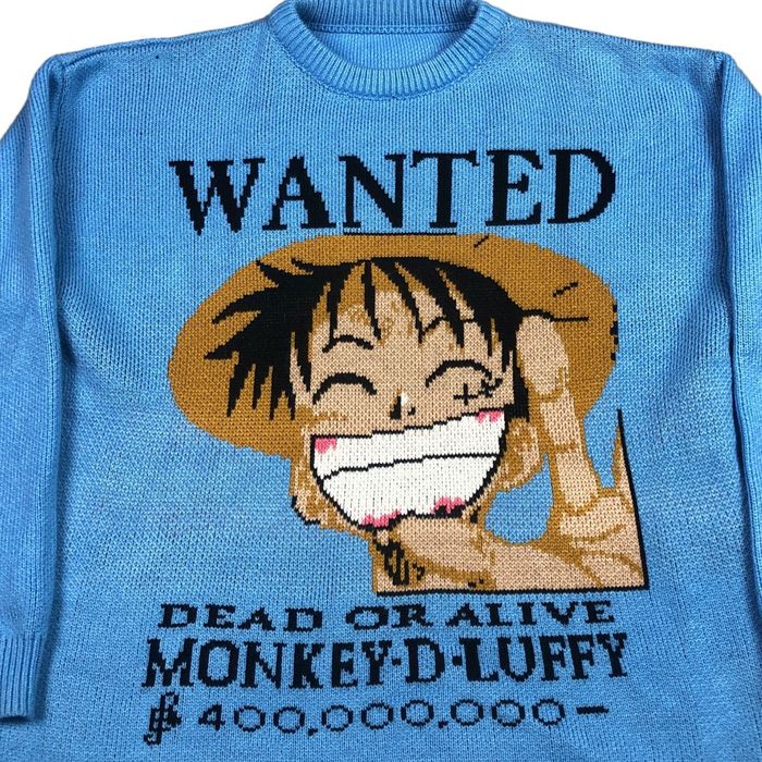 One Piece One Piece Monkey D Luffy Bounty Blue Sweater Adult XL | Grailed