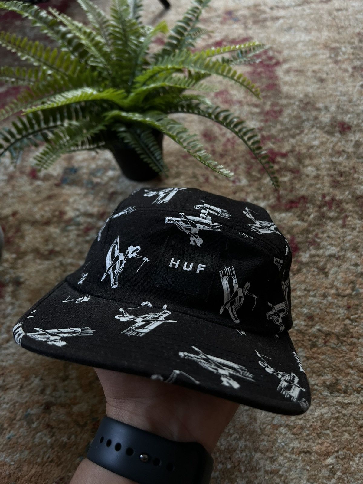 Vintage 💣 90’s HUF MONOGRAM WOMAN ON BEER BOOTLE 5 PANEL SKATE CAP ...