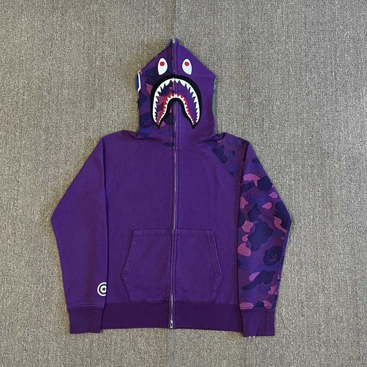 Bape Bape Purple color shark zip up Hoodie | Grailed