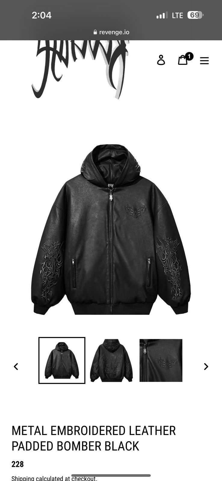 Revenge Metal Embroidered Leather Padded Bomber Black | Grailed