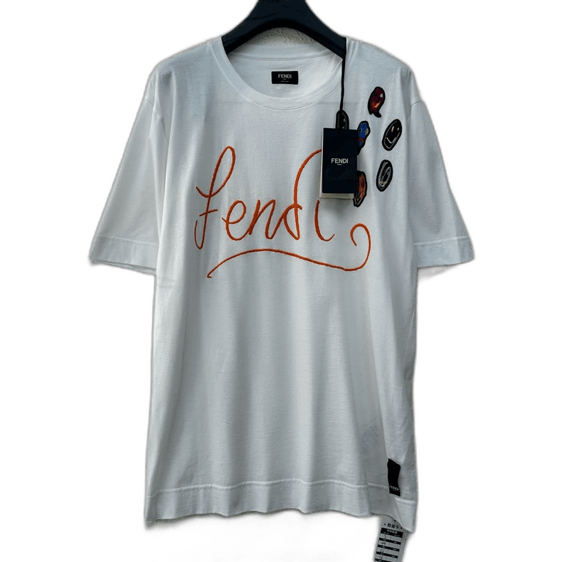 Fendi Fendi Graffiti Logo Smiley Embroidered T-Shirt | Grailed