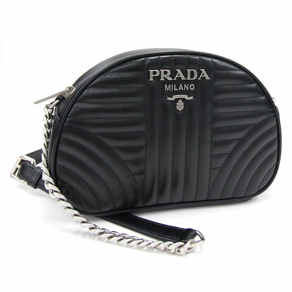 Prada Prada Chain Shawl Diagonal Shoulder Bag Black Leather | Grailed