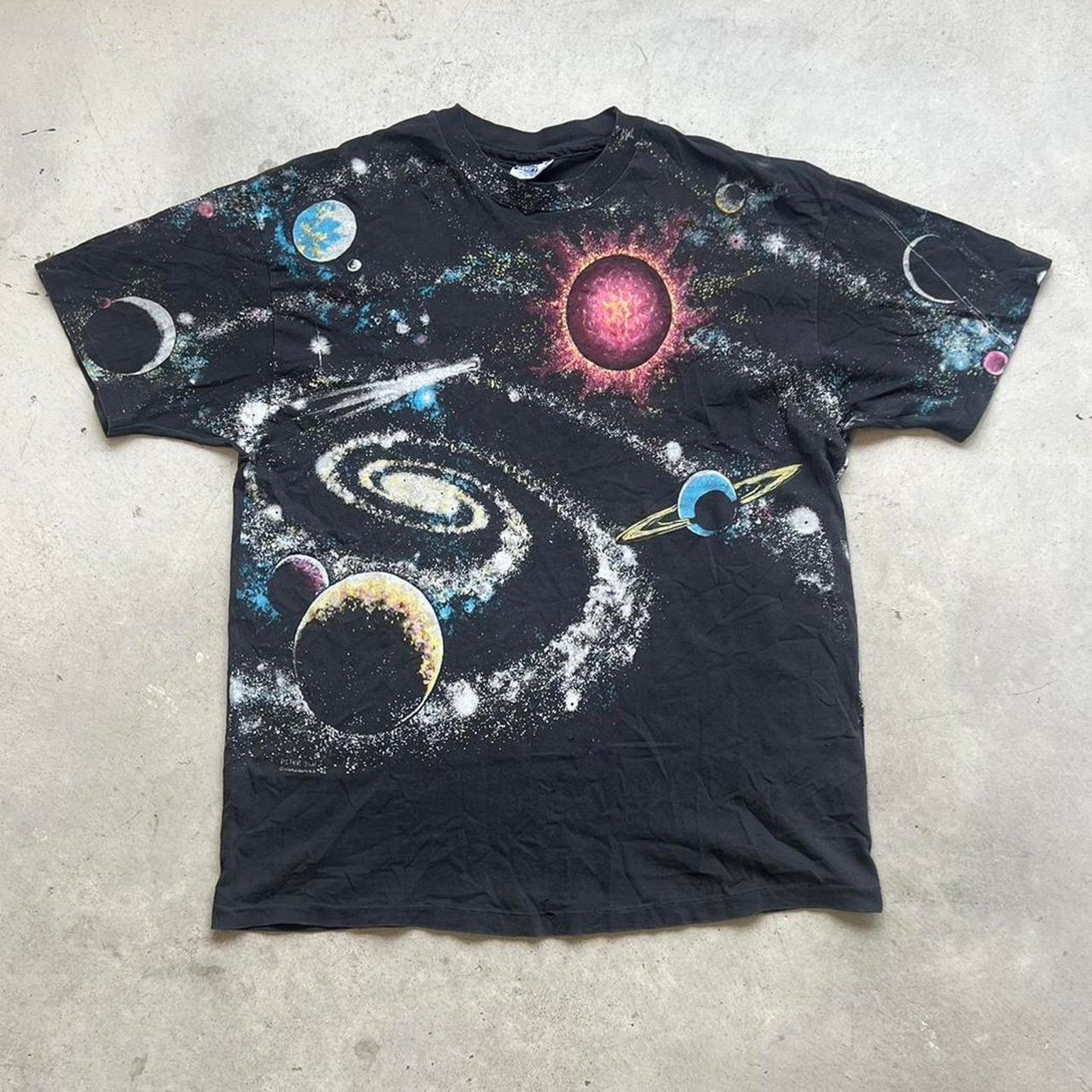Vintage Vintage 90s Space Galaxy Planet Solar System AOP T-Shirt | Grailed