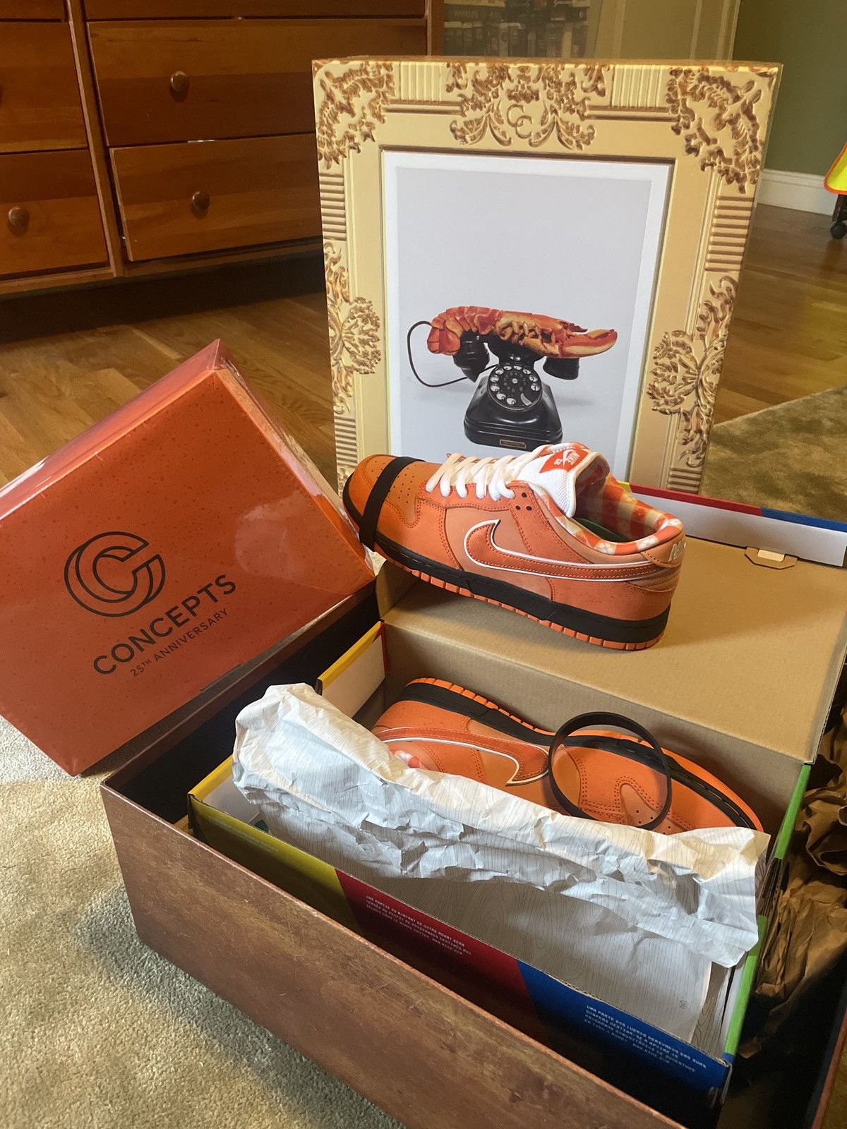 Nike Nike sb dunk orange lobsters with special box | Grailed