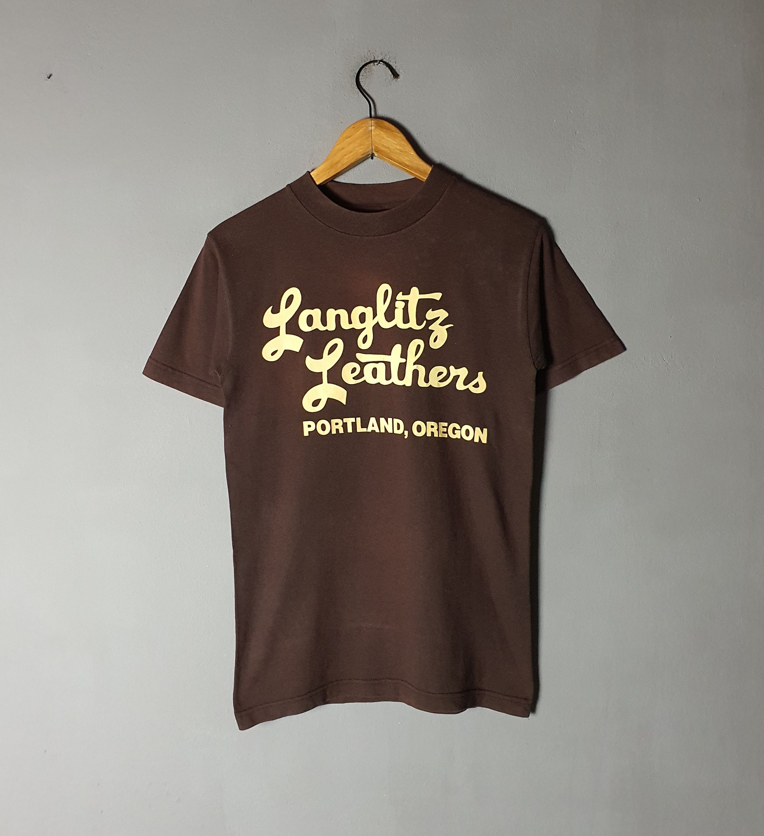 Vintage Langlitz Leathers 90s Brown T shirt size Small | Grailed