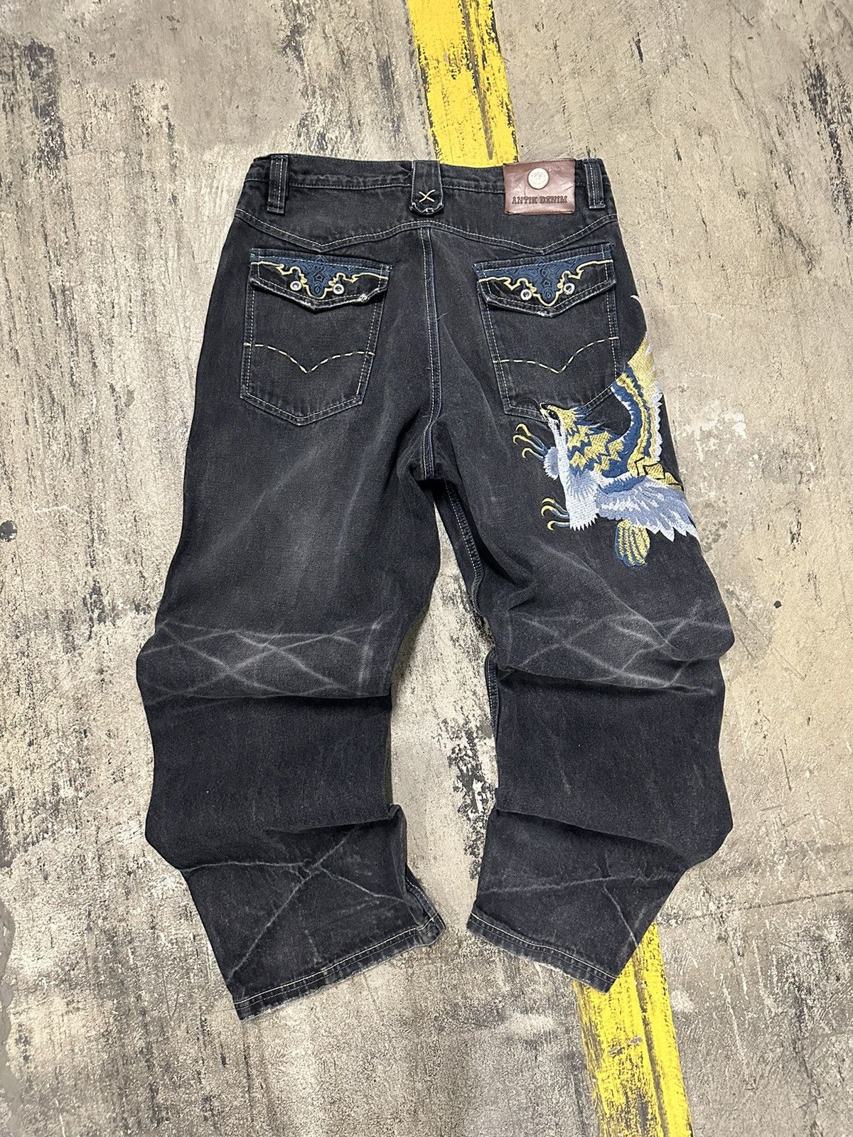 Vintage Y2K baggy eagle faded jeans | Grailed