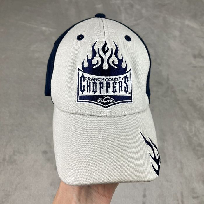 Vintage Orange County Choppers Baseball Hat Cap Blue Gray Flames Fitted ...