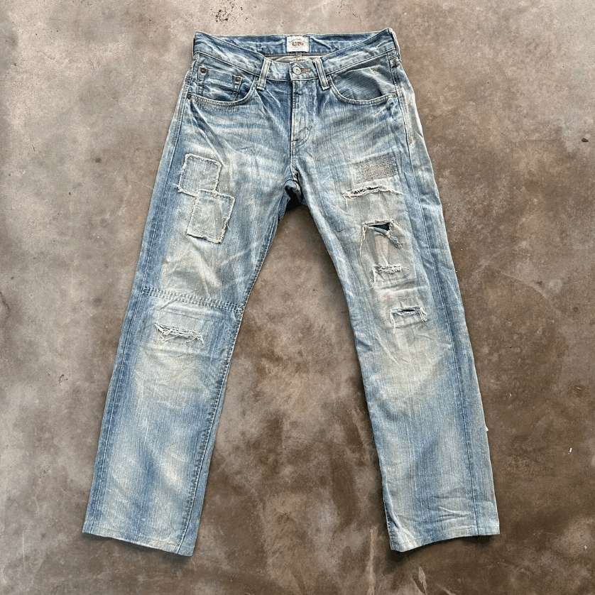 Edwin × Jean × Vintage Vintage 💥 Edwin Patchwork Faded Rusty Denim Jean ...
