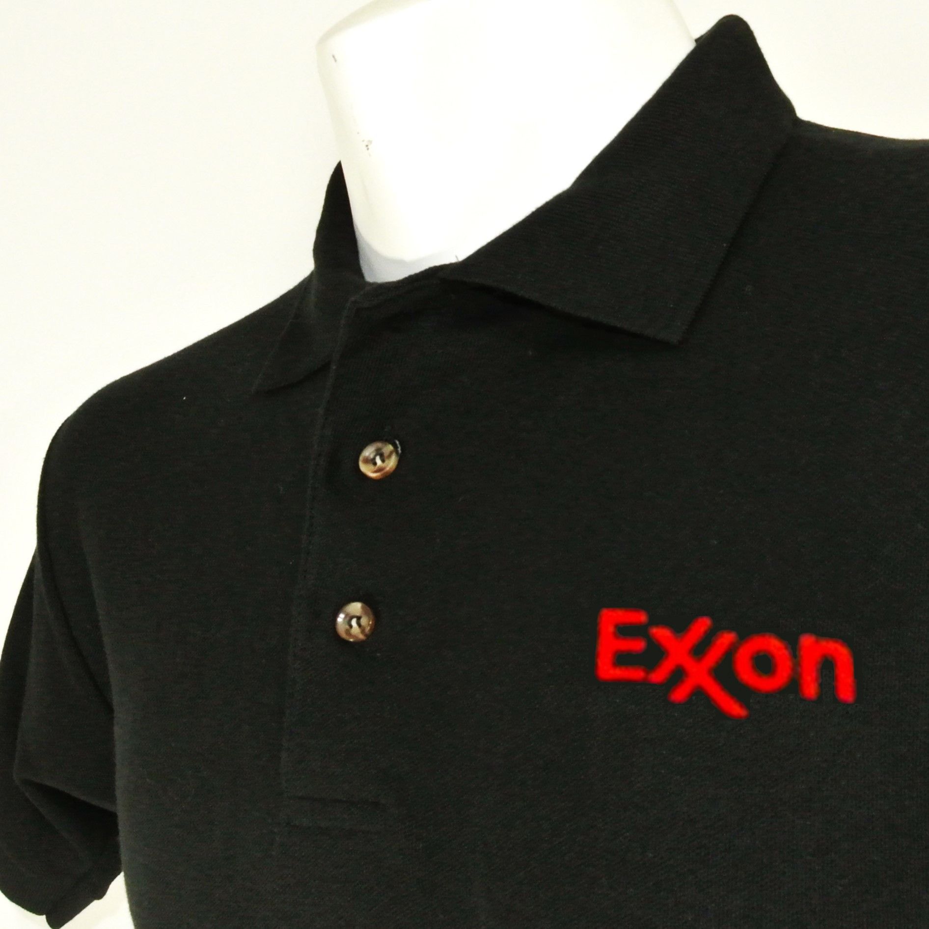 Mando EXXON Gas Station Oil Employee Uniform Black Polo Shirt | Grailed