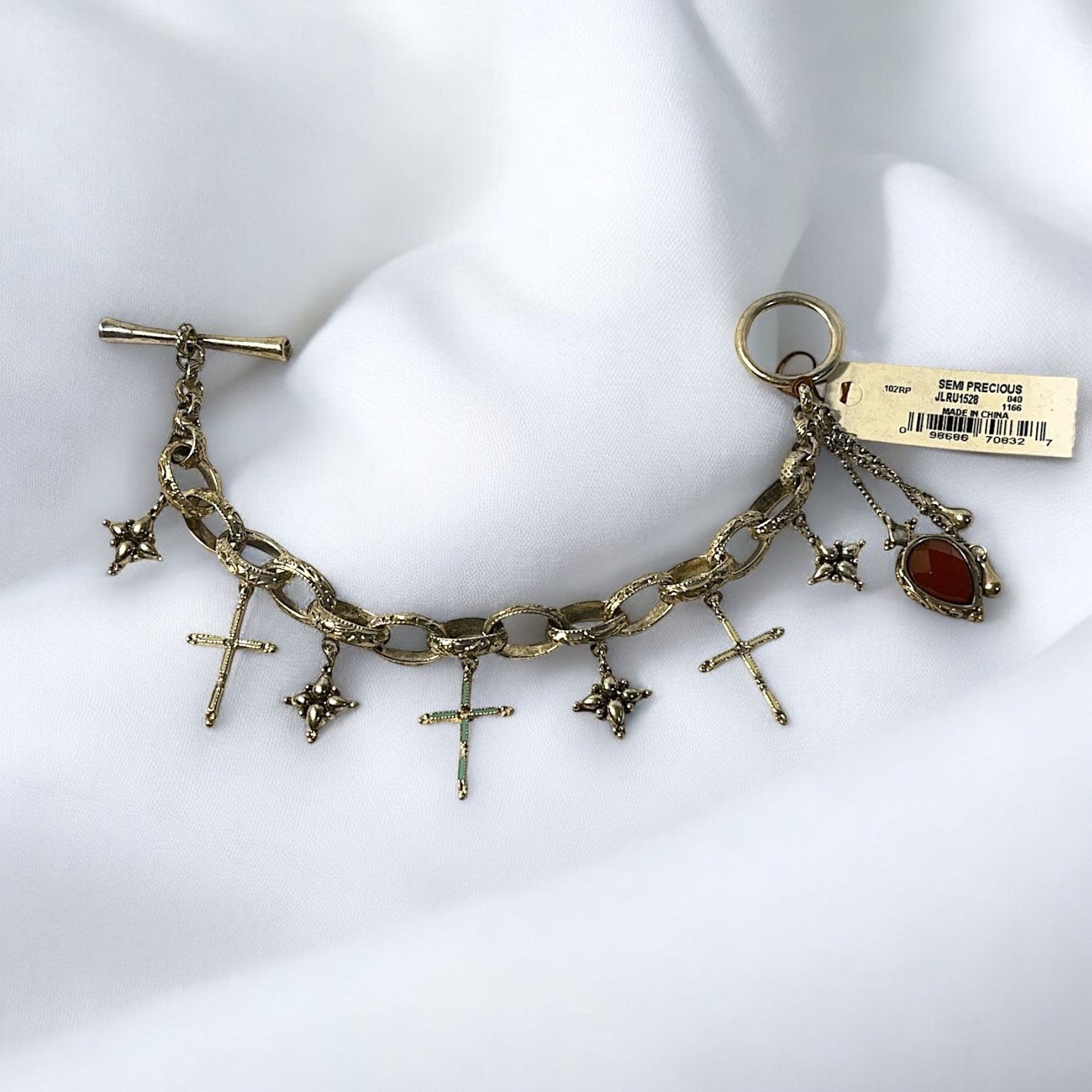 Lucky Brand Lucky Brand 90s NWT Semiprecious Stone Cross Charm Bracelet Grailed