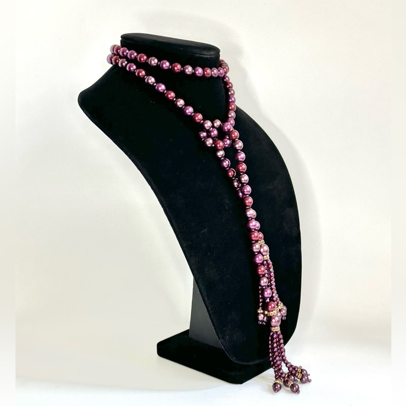 Brand Joan Rivers Deep Purple Pearl Beaded Lariat With Rhinestones ...