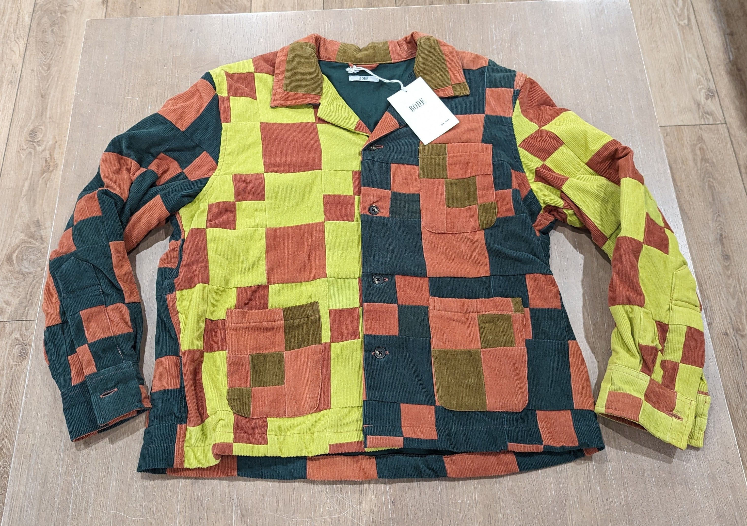 Bode Bode Four Patch Green Corduroy Patchwork Jacket | Grailed
