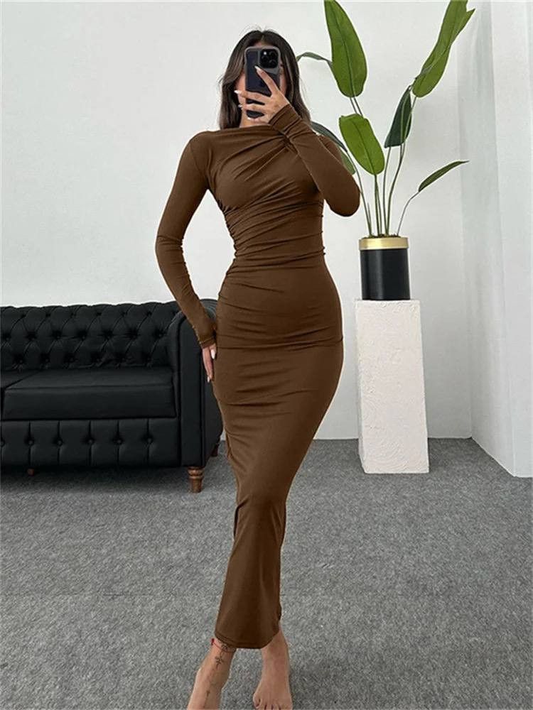 Vintage tight midi dress with long sleeves | Grailed