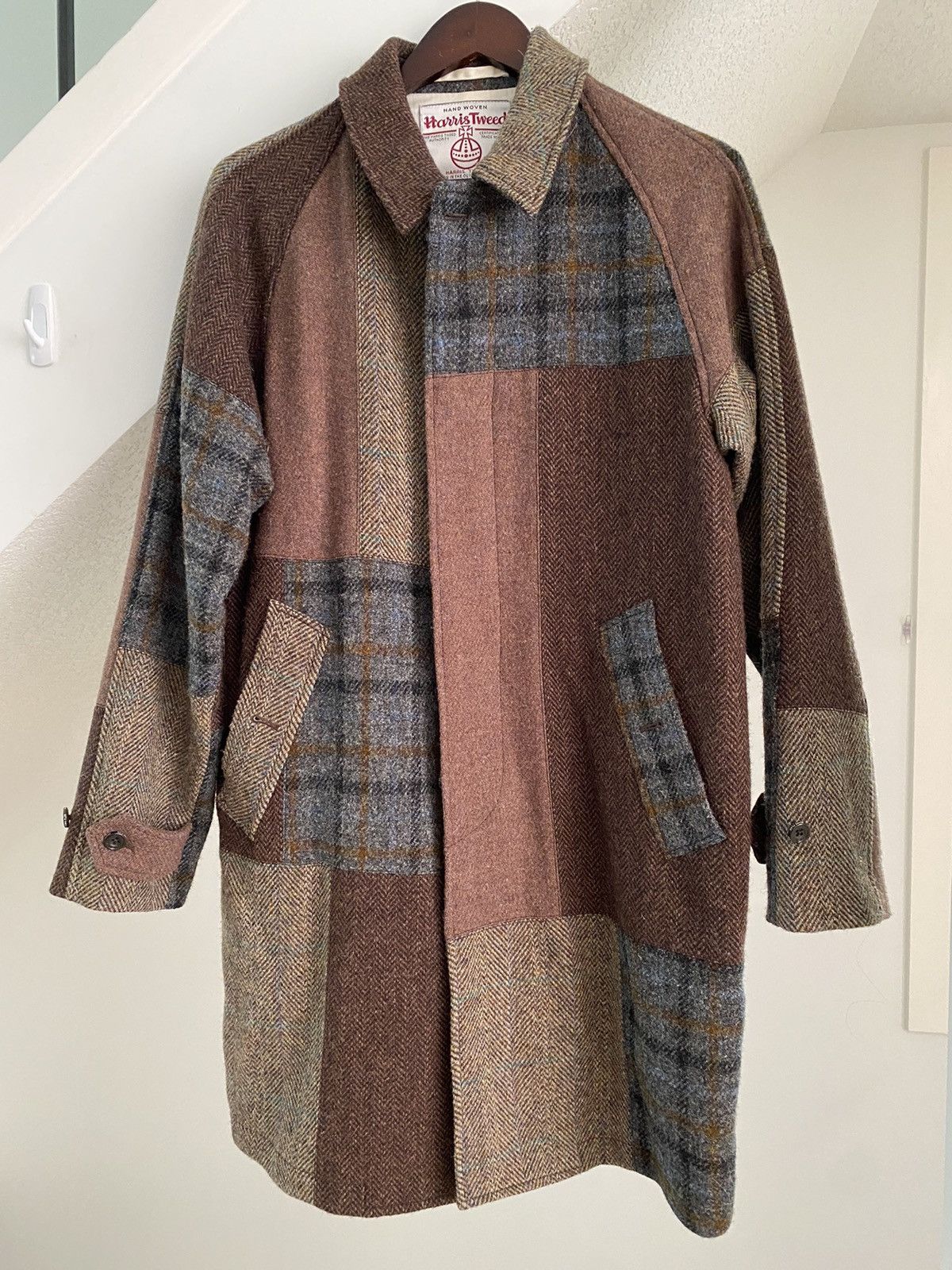 Beams Plus Patchwork Harris Tweed Balmacaan Coat | Grailed