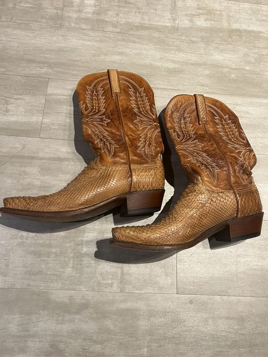 Vintage Lucchese Snakeskin Leather Cowboy Boot | Grailed