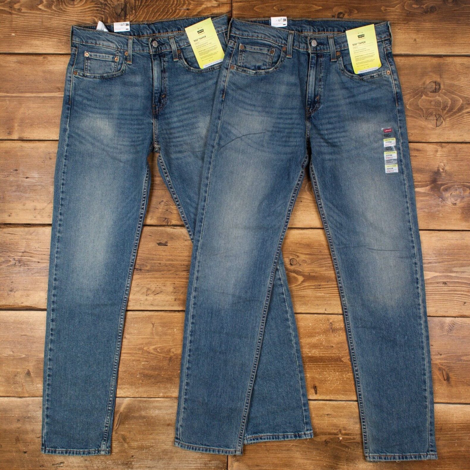 Levi's NEW Levis 502 Jeans Taper Stonewash Blue Denim Genuine Stretch ...