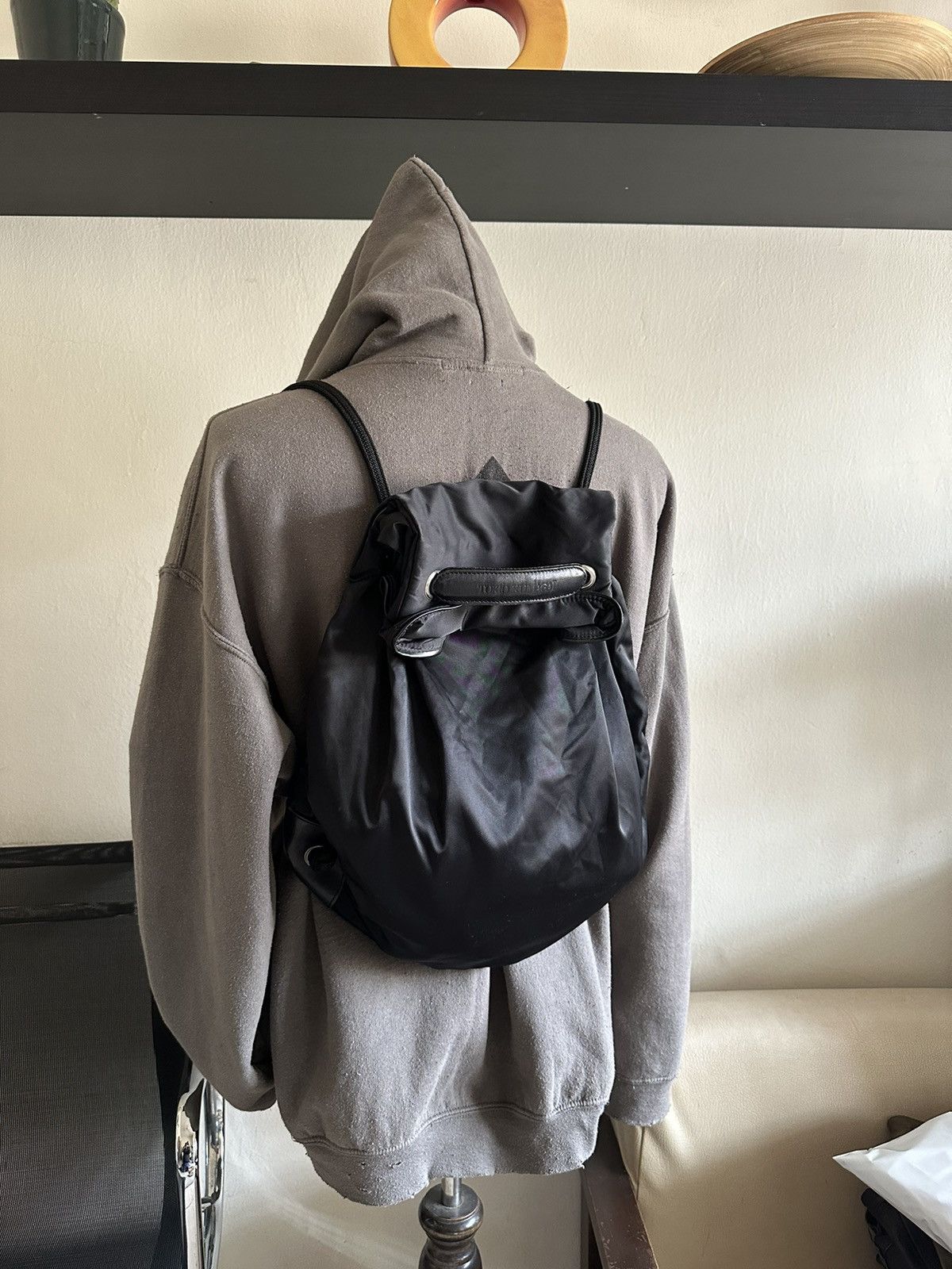 Tokio Kumagai 1980s Tokio Kumagai folded Drawstring Nylon Backpack ...