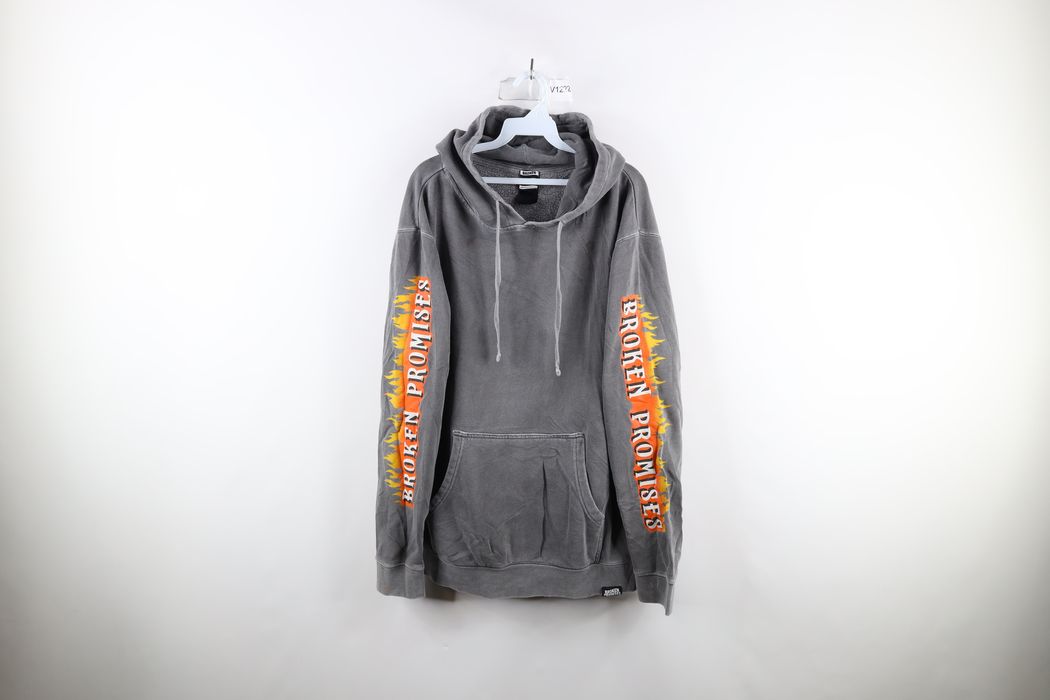 Vintage Broken Promises Dancing With Death Fire Skeleton Hoodie Gray ...