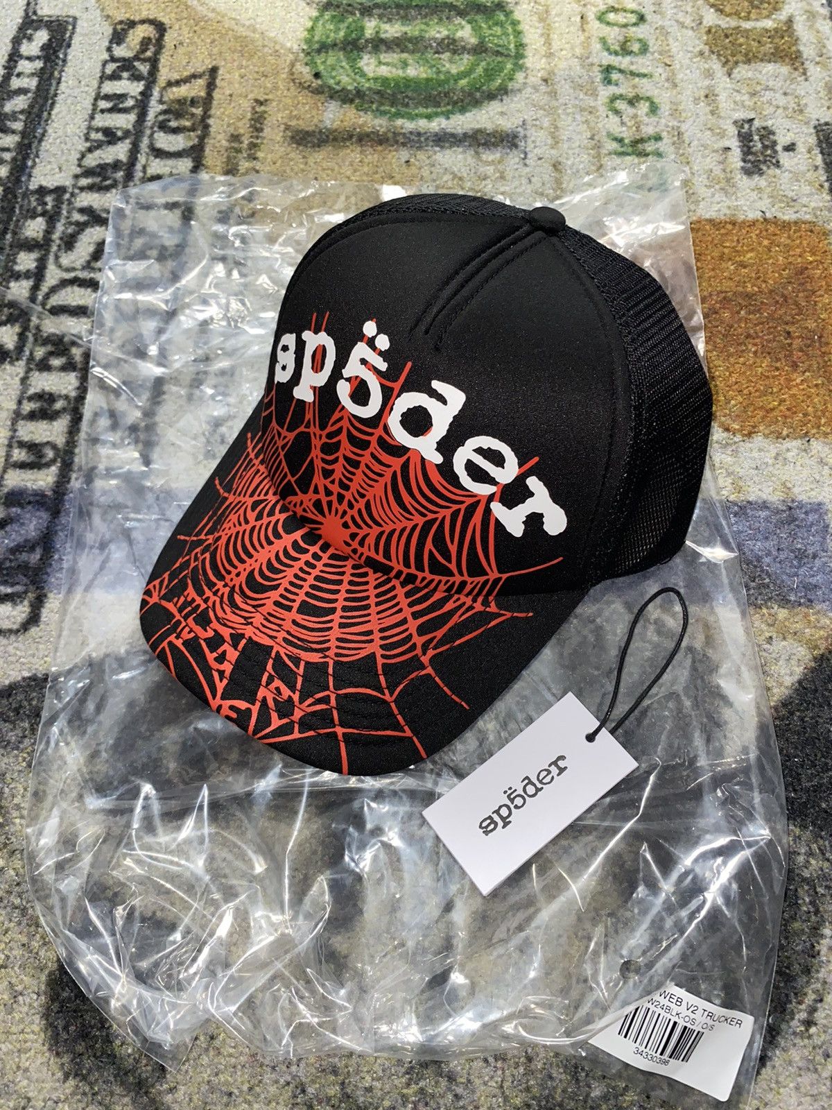 Spider Worldwide Sp5der OG WEB V2 TRUCKER HAT BLACK RED | Grailed