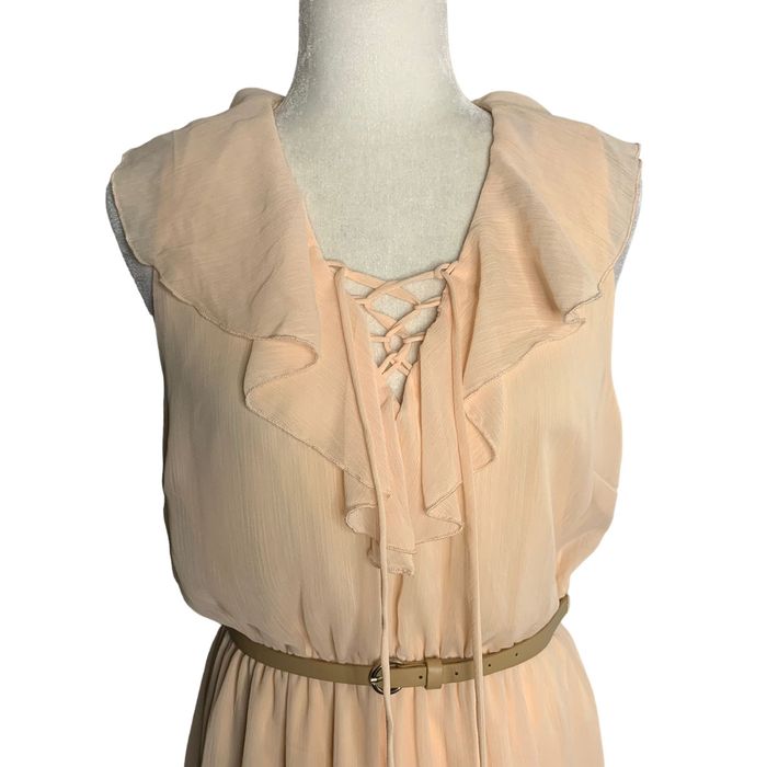 Other No Boundaries Sleeveless Chiffon Dress XL Blush Peach Belt L ...