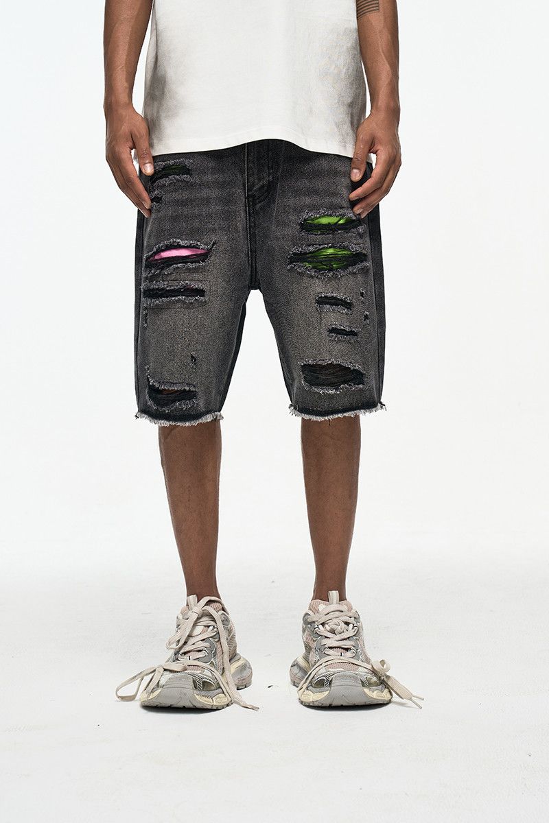 Distressed Denim × Streetwear × Vintage Sandy Black Distressed Damaged ...