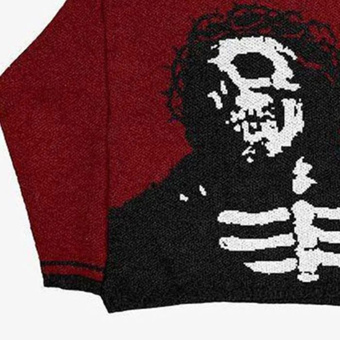 Coloured Cable Knit Sweater Gothic Skeleton Graphic Knit Sweater | Grailed