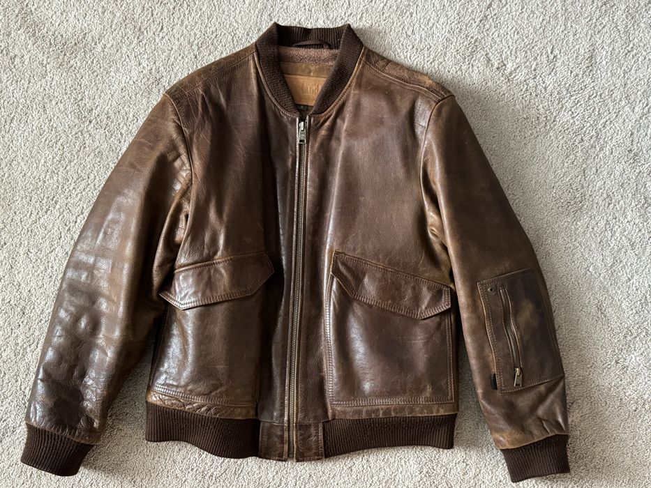 Timberland Vintage 90s Timberland Brown Tan Leather Bomber Jacket | Grailed