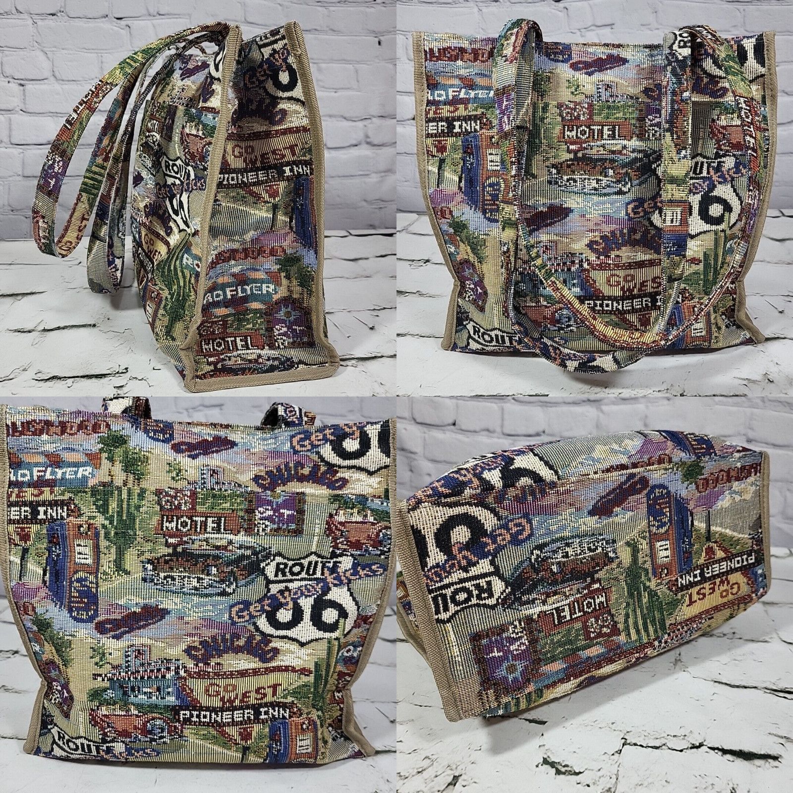 Route 66 Route 66 Tapestry Tote Bag Highway Americana Road-Trip W/ Coin ...