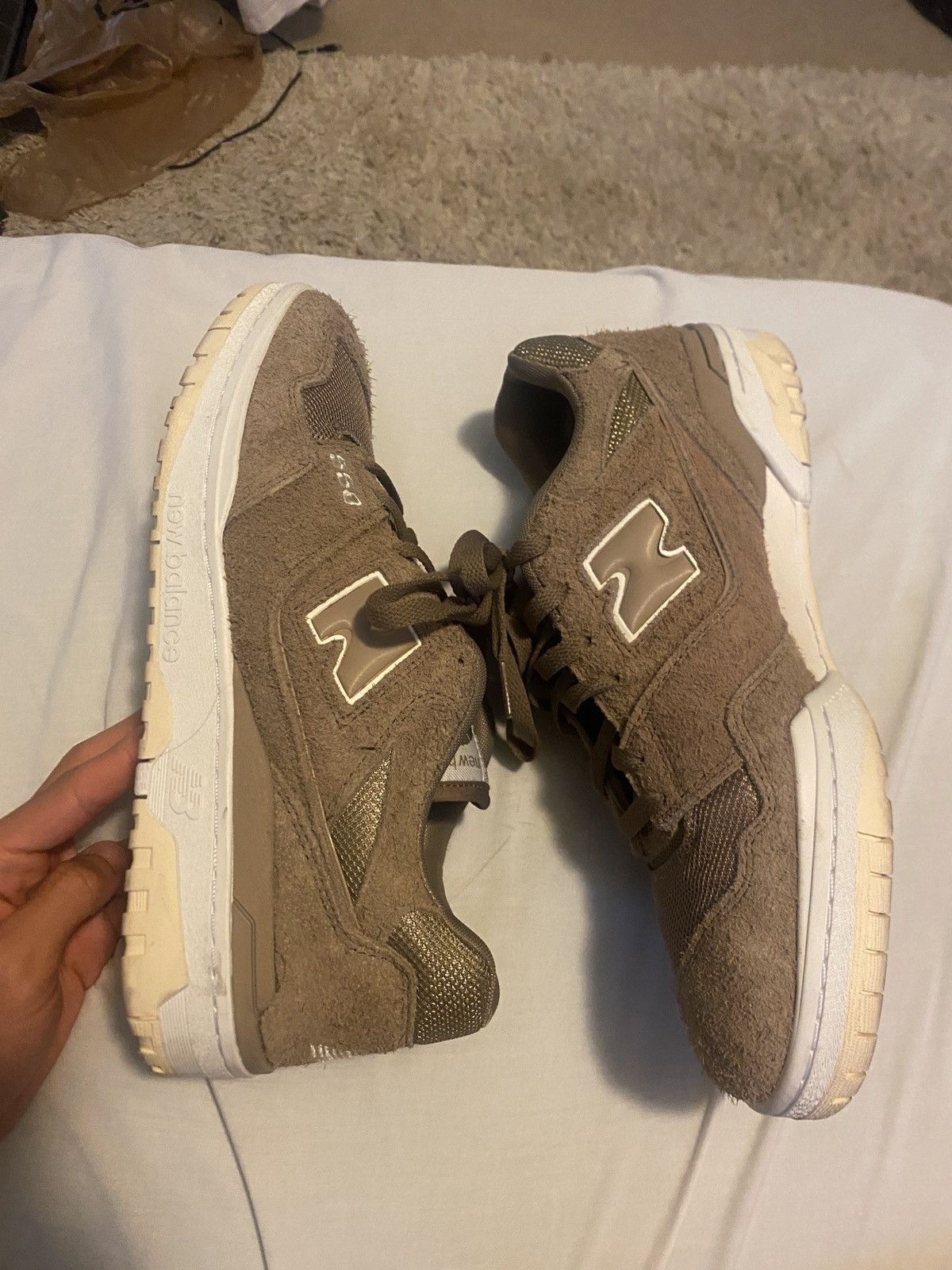 New Balance Brown suede fuzzy new balance 550 | Grailed