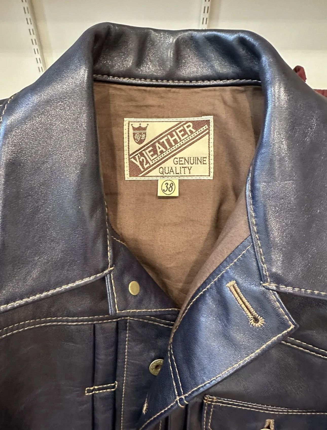 Y'2 Leather Y'2 LEATHER IB-140 INDIGO HORSE HIDE TYPE 1 JACKET size 38 ...