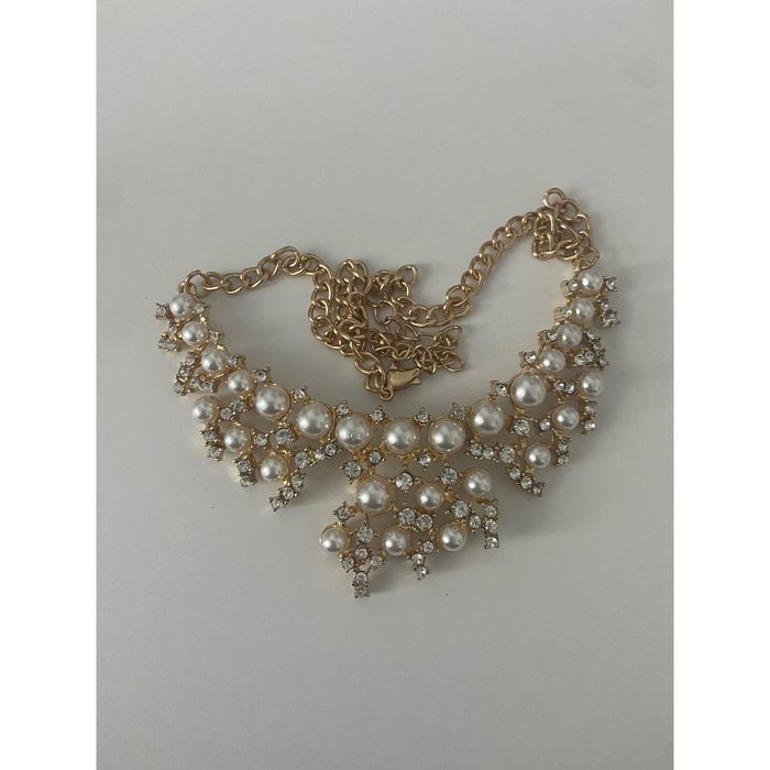 Generic Shimmery rhinestone bib necklace gold tone | Grailed