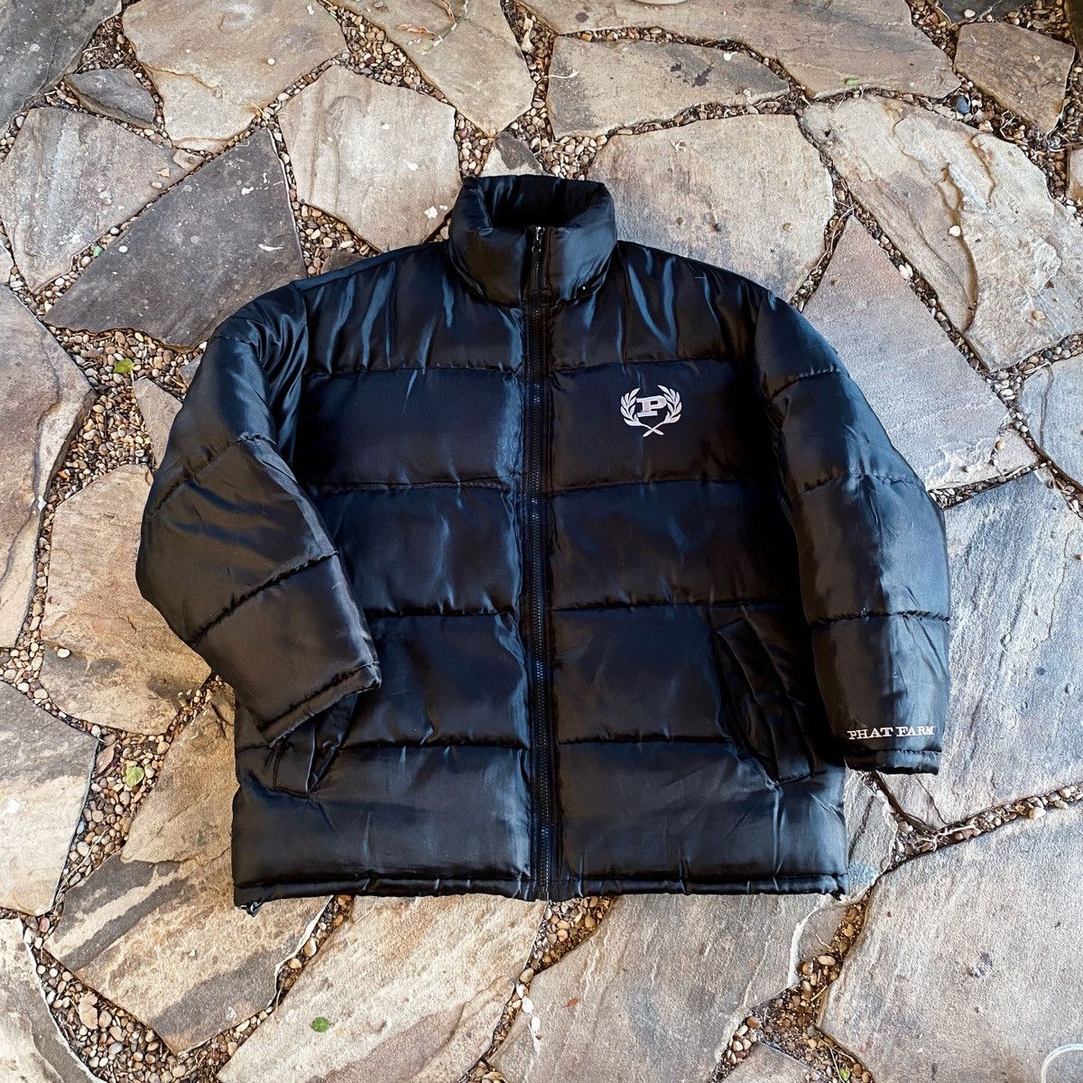 Phat Farm × Streetwear × Vintage Phat Farm Black Puffer Down Jacket ...