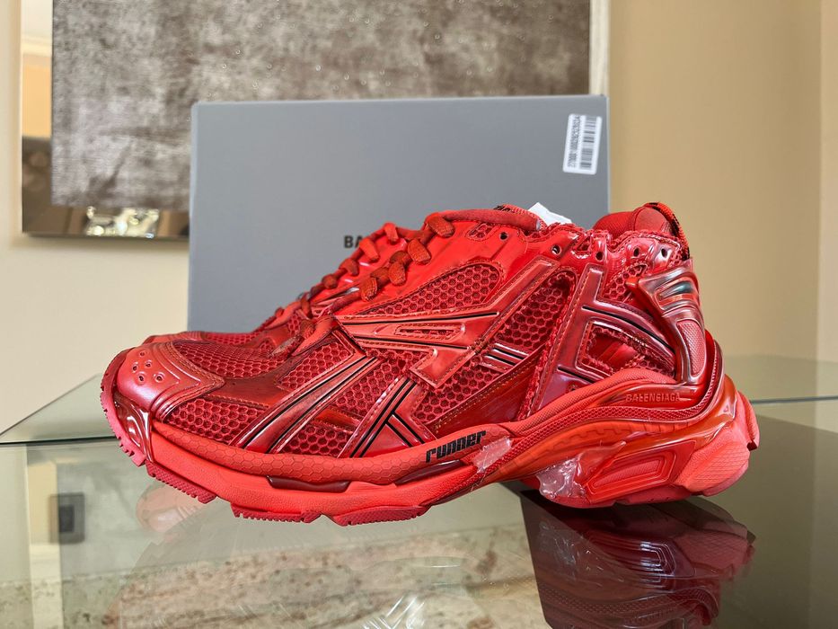 Balenciaga Caged Mesh Runner Shoes in Red | Grailed
